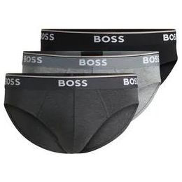 Slip BOSS, Herren, Gr. M (50), grau (hellgrau), Jersey, Obermaterial: 95% Baumwolle, 5% Elasthan, Unterhosen Slip, mit Logo Webbund