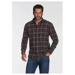 MAN'S WORLD Flanellhemd MAN'S WORLD, Herren, Gr. L (41/42), N-Gr, bunt (grau, bordeaux), Flanell, Obermaterial: 100% Baumwolle, kariert, normal, 2-Knopf-Manschette, Hemden, mit 2 Brusttaschen