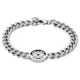 Edelstahlarmband Emporio Armani "Schmuck Geschenk Edelstahl Armschmuck KREIS RUND LOGO", silber (edelstahlfarben), Armb&auml;nder, Damen, 21,5cm, Edelstahl, Edelstahlarmband