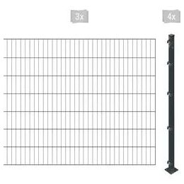 Einstabmattenzaun Arvotec "ESSENTIAL 140 zum Einbetonieren", grau (anthrazit), H:140cm, Kunststoff, Stahl, Zaunelemente, Zaunh&ouml;he 140 cm, Zaunl&auml;nge 2 - 60 m