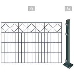 Doppelstabmattenzaun Arvotec "EASY 80 zum Aufschrauben "Karo" mit Zierleiste", grau (anthrazit), H:80cm, Kunststoff, Stahl, Zaunelemente, Zaunh&ouml;he 80 cm, Zaunl&auml;nge 2 - 60 m