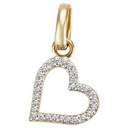 Kettenanh&auml;nger Firetti "Schmuck Geschenk Silber 925 Halsschmuck Anh&auml;nger Herz "LIEBE", gold (gelbgoldfarben, kristallwei&szlig;, kristallwei&szlig;), Schmuckanh&auml;nger, Damen, Silber 925 (Sterlingsilber), 0,8 g, Kettenanh&auml;nger, mit Zirkonia (synth.)