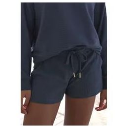 Sweatshorts s.Oliver, Damen, Gr. 44/46, N-Gr, blau (petrol), Rippware, Obermaterial: 100% Baumwolle, unifarben, bequem kurz, Hosen Sweatshorts, Kurze Hose aus Ripp-Qualit&auml;t mit seitlichen Taschen, Loungewear