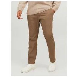 Jack & Jones PlusSize Chinohose "JPSTMARCO JJDAVE LC NOOS PLS", Herren, Gr. 46 (6XL), L&auml;nge 32, braun (otter), Web, Obermaterial: 98% Baumwolle, 2% Elasthan, JACK & JONES PLUSSIZE, unifarben, slim fit kn&ouml;chellang, Hosen Chinohose