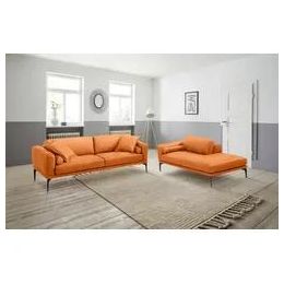 Polstergarnitur Egoitaliano "Masu, Design trifft sensationellen Sitzkomfort", orange, H:95cm T:97cm, Leder &raquo;BULL&laquo; (echtes Rindsleder). Geschliffenes, pigmentiertes und behandeltes Rindsleder mit einer Dicke von 1, 3-1, 5 mm. Dieses Leder zeigt eine ziemlich weiche Hand mit einem halb undurchsichtigen Aussehen. Es handelt sich um ein gesch&uuml;tztes Leder. Eine leichte Deckschicht sch&uuml;tzt sie vor Fleck