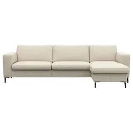 Ecksofa FLEXLUX "Fiore, superbequemer Sitzkomfort durch Kaltschaum im Sitz, L-Form", wei&szlig; (warm wei&szlig;), B:262cm H:85cm T:92cm, 100% Echteder, Sofas, Ecksofa, breite Armlehnen, F&uuml;&szlig;e Alu+schwarz