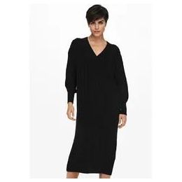 Strickkleid Only "ONLNEW TESSA L/S MIDI V DRESS", Damen, Gr. M, N-Gr, schwarz, Strick, Obermaterial: 100% Polyacryl, unifarben, ca. Mitte Wade, V-Ausschnitt, Kleider Strickkleid, mit tiefem V-Ausschnitt mit breiter Blende