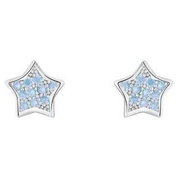 Paar Ohrstecker Amor "Funkelnder Stern", bunt (silberfarben, blau, blau), Ohrringe, M&auml;dchen, Silber 925 (Sterlingsilber), mit Zirkonia (synth.)