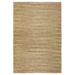 Teppich FLAIR RUGS "Drew Stripe, mit Flechtmuster", beige (natur), B:60cm H:3mm L:230cm, Baumwolle, Jute, Teppiche, Teppich, geflochtener Jute-Teppich mit Streifen- und Fischgr&auml;tmuster