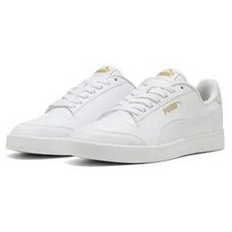 Sneaker Puma "SHUFFLE", Damen, Gr. 39, Puma wei&szlig;, Puma wei&szlig;, Puma team gold, Synthetik, kontrastfarbene Details, unifarben, Schuhe Sneaker, mit perforiertem Obermaterial, atmungsaktiv, mit SOFTFOAM+ D&auml;mpfung