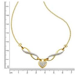 Collier Firetti "Schmuck Geschenk Halsschmuck Halskette Ankerkette Infinity+Schleife", silber (gelbgoldfarben, silberfarben), Halsketten, Damen, 0,01, Diamanten Silber 925 (Sterlingsilber), L: 45, Diamanten, Silber 925 (Sterlingsilber), Collier, mit Diamant