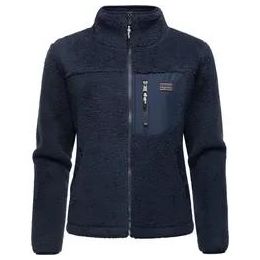 Pl&uuml;schjacke Ragwear "Alaris", Damen, Gr. XXL (44), blau (navy), Pl&uuml;sch, Material: 100% Polyester, Basic, oversize h&uuml;ftbedeckend, hoch geschlossener Ausschnitt, &Auml;rmel ohne &Auml;rmelschlitz normaler Saum mit Gummizug, Jacken, Kuschelige Fleecejacke mit Brusttasche