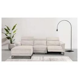 Ecksofa OTTO HOME "LUND Cord, L-Form, 261 cm, man. o. elektr. Relaxfunktion (mit USB-A)", beige (creme), B:261cm H:97cm T:179cm, 100% Polyester, Sofas, Ecksofa, USB-C bei elektrischer Variante und Kopfteilverstellung