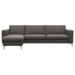 Ecksofa FLEXLUX "Fiore, Sitzaufbau mit hochwertigem Kaltschaum f&uuml;r mehr Sitzkomfort", grau (warm mineral), B:262cm H:85cm T:92cm, 100% Echteder, Sofas, Ecksofa, breite Armlehnen, L-Form, F&uuml;&szlig;e Alu+ Eiche