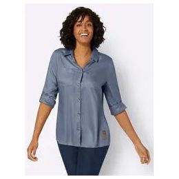 Longbluse Casual Looks, Damen, Gr. 46, blau (taubenblau), 100% Viskose, unifarben, Blusen Longbluse