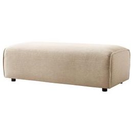 Hocker "PIARA, Polsterhocker mit Kedernaht, Cord, Leinenoptik o. Strukturstoff", beige (hellbeige), B:130cm H:44cm T:62cm, 100% Polyester, LeGer Home by Lena Gercke, Hocker, Polsterhocker, zur Serie PIARA, rechteckig, schwarze F&uuml;&szlig;e, bequemer Sitzkomfort