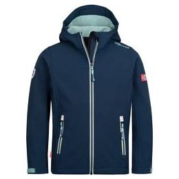 Softshelljacke Trollkids "KIDS TROLLFJORD JACKET", Kinder, Gr. 164, blau (navy, aqua), Obermaterial: 94% Polyester, 6% Elasthan, normal, Jacken Softshelljacke