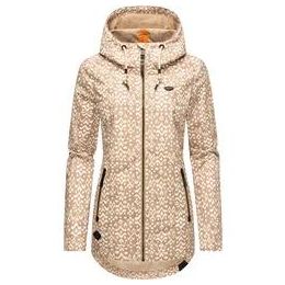 Outdoorjacke Ragwear "Zuzka Ikat", Damen, Gr. M (38), braun (latte macchiato), Au&szlig;enmaterial: 100% Polyester. Innenfutter: 100% Polyester, tailliert Po-bedeckend, hoch geschlossener Ausschnitt, mit Kn&ouml;pfen,&Auml;rmel mit &Auml;rmelschlitz normaler Saum krempelbar,mit Druckknopf,mit Schlitz, Jacken Outdoorjacke, Wasserdichte &Uuml;bergangsjacke mit gro&szlig;er Kapuze