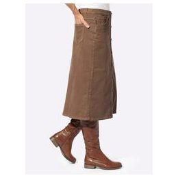 Cordrock Inspirationen, Damen, Gr. 38, braun, 98% Baumwolle, 2% Elasthan, unifarben, wadenlang, R&ouml;cke