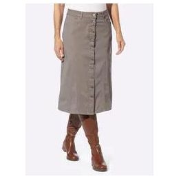 Jeansrock Inspirationen, Damen, Gr. 42, grau (taupe), 97% Baumwolle, 3% Elasthan, unifarben, wadenlang, R&ouml;cke Jeansrock