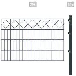 Doppelstabmattenzaun Arvotec "ESSENTIAL 80 zum Einbetonieren "Karo" mit Zierleiste", grau (anthrazit), H:80cm, Kunststoff, Stahl, Zaunelemente, Zaunh&ouml;he 80 cm, Zaunl&auml;nge 2 - 60 m