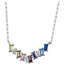 Kette mit Anh&auml;nger Firetti "Schmuck Geschenk Silber 925 Halsschmuck Halskette Collier Regenbogen", bunt (silberfarben, gelb, braun, rosa, violett, lila, hellblau, dunkelblau, kristallwei&szlig;), Halsketten, Damen, Silber 925 (Sterlingsilber), L: 45 B: 1,2mm, mit Zirkonia (synth.), B:1,2mm