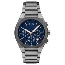 Giorgio Armani Chronograph ARMANI EXCHANGE "SYNC", grau (anthrazit, blau), Armbanduhren, Damen, Chronograph, Armbanduhr, Herrenuhr, Edelstahlarmband, analog, Tag, Stoppfunktion