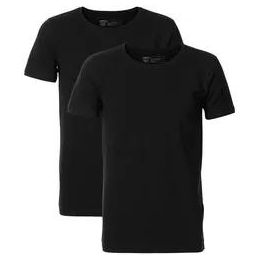 T-Shirt PETROL INDUSTRIES, Herren, Gr. L, schwarz, Jersey, Obermaterial: 95% Baumwolle, 5% Elasthan, unifarben, Basic, schmal normal, Rundhals, gerader Abschluss, Shirts T-Shirt, Rundhals