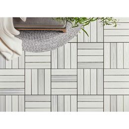 Terrassenfliese, Wei&szlig;, Kunststoff, Holzwerkstoff, 30x2.4x30 cm, SGS-gepr&uuml;ft, formstabil, witterungsbest&auml;ndig, UV-best&auml;ndig, lichtunempfindlich, Gartenzubeh&ouml;r, Terrassen- & Balkonb&ouml;den, Terrassenfliesen