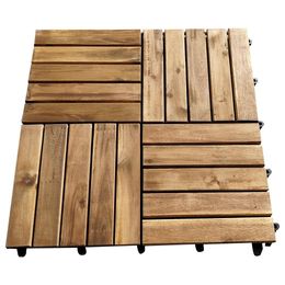 Terrassenfliese 50X50Cm 6-Er Set, Akazie, Holz, Kunststoff, Akazie, massiv, 50x50x2.4 cm, Gartenzubeh&ouml;r, Terrassen- & Balkonb&ouml;den, Terrassenfliesen