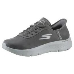 Slip-On Sneaker Skechers "GO WALK FLEX", Damen, Gr. 43, grau, Lederimitat, Schuhe, Slipper, Freizeitschuh, Halbschuh mit Air-Cooled Memory Foam