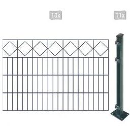 Doppelstabmattenzaun Arvotec "EASY 80 zum Aufschrauben "Karo" mit Zierleiste", grau (anthrazit), H:80cm, Kunststoff, Stahl, Zaunelemente, Zaunh&ouml;he 80 cm, Zaunl&auml;nge 2 - 60 m