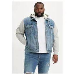Levi's Hybridjacke LEVI'S PLUS, Herren, Gr. 5XL (76/78), blau (candy man), Denim/Jeans, Obermaterial: 100% Baumwolle, mehrfarbig, regular fit taillenbedeckt, ohne Ausschnitt, Rippb&uuml;ndchen, Jacken, mit Sweat Kapuze und &Auml;rmeln