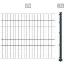 Einstabmattenzaun Arvotec "ESSENTIAL 140 zum Einbetonieren", grau (anthrazit), H:140cm, Kunststoff, Stahl, Zaunelemente, Zaunh&ouml;he 140 cm, Zaunl&auml;nge 2 - 60 m