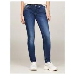 Tommy Hilfiger Skinny-fit-Jeans TOMMY JEANS "SOPHIE LW SKN", Damen, Gr. 25, L&auml;nge 28, blau (denim schwarz1), Denim/Jeans, Obermaterial: 92% Baumwolle, 4% Elasthan, 4% Polyester, unifarben, skinny fit lang, Jeans, mit Waschung, Logo-Badge, Low Rise