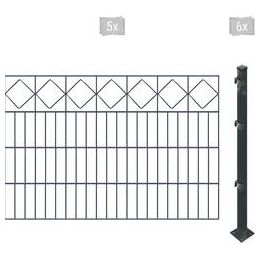 Doppelstabmattenzaun Arvotec "ESSENTIAL 80 zum Aufschrauben "Karo" mit Zierleiste", grau (anthrazit), H:80cm, Kunststoff, Stahl, Zaunelemente, Zaunh&ouml;he 80 cm, Zaunl&auml;nge 2 - 60 m