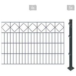 Doppelstabmattenzaun Arvotec "ESSENTIAL 80 zum Aufschrauben "Karo" mit Zierleiste", grau (anthrazit), H:80cm, Kunststoff, Stahl, Zaunelemente, Zaunh&ouml;he 80 cm, Zaunl&auml;nge 2 - 60 m