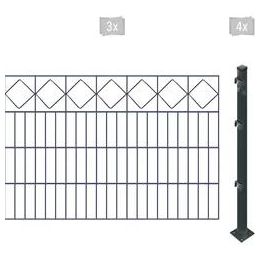 Doppelstabmattenzaun Arvotec "ESSENTIAL 80 zum Aufschrauben "Karo" mit Zierleiste", grau (anthrazit), H:80cm, Kunststoff, Stahl, Zaunelemente, Zaunh&ouml;he 80 cm, Zaunl&auml;nge 2 - 60 m