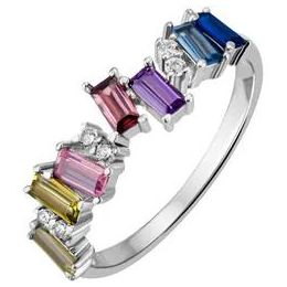 Fingerring Firetti "Schmuck Geschenk Silber 925 Silberring Ring Regenbogen" Gr. 56, bunt (silberfarben, gelb, braun, rosa, violett, lila, hellblau, dunkelblau, kristallwei&szlig;), Fingerringe, Damen, 56, Silber 925 (Sterlingsilber), 1,8mm, Fingerring, mit Zirkonia (synth.)