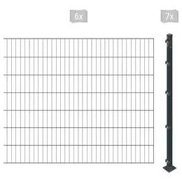 Einstabmattenzaun Arvotec "ESSENTIAL 140 zum Einbetonieren", grau (anthrazit), H:140cm, Kunststoff, Stahl, Zaunelemente, Zaunh&ouml;he 140 cm, Zaunl&auml;nge 2 - 60 m