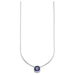 Kette mit Anh&auml;nger Bruno Banani "Schmuck Geschenk Silber 925 Halsschmuck Halskette Schlangenkette Stein", bunt (silberfarben, blau), Halsketten, Damen, Silber 925 (Sterlingsilber), L: 45, mit Zirkonia (synth.), Korund (synth.) oder Spinell (synth.)