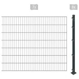 Einstabmattenzaun Arvotec "ESSENTIAL 140 zum Einbetonieren", grau (anthrazit), H:140cm, Kunststoff, Stahl, Zaunelemente, Zaunh&ouml;he 140 cm, Zaunl&auml;nge 2 - 60 m