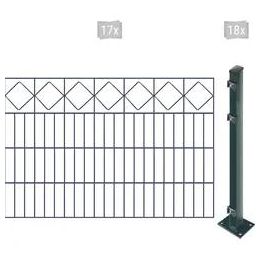 Doppelstabmattenzaun Arvotec "EASY 80 zum Aufschrauben "Karo" mit Zierleiste", grau (anthrazit), H:80cm, Kunststoff, Stahl, Zaunelemente, Zaunh&ouml;he 80 cm, Zaunl&auml;nge 2 - 60 m