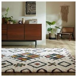 Wollteppich FLAIR RUGS "Midar Shaggy", bunt, B:200cm H:25mm L:290cm, Wolle, Teppiche, Shaggy-Teppich Midar aus Berberwolle