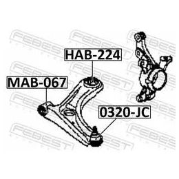 FEBEST Trag-/F&uuml;hrungsgelenk 0320jc Vorderachse unten f&uuml;r HONDA