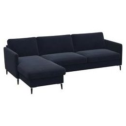 Ecksofa FLEXLUX "Fiore, L-Form", blau (royal blau), B:247cm H:85cm T:92cm, 100% Polyester, Sofas, Ecksofa, schmale Armlehnen, Kaltschaum, F&uuml;&szlig;e Alu+schwarz
