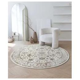 Teppich the carpet "Mila", beige (creme), H:8mm &Oslash;:200cm, Polyester, Teppiche, Teppich, moderner Wohnzimmer Teppich elegant gl&auml;nzender Flor