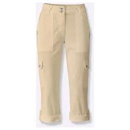 Cargohose Heine, Damen, Gr. 42, Normalgr&ouml;&szlig;en, beige, 98% Baumwolle, 2% Elasthan, unifarben, 7/8-L&auml;nge, Hosen Cargohose
