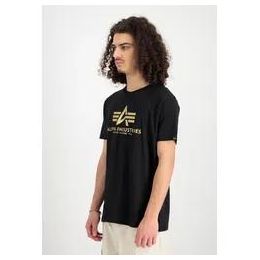 T-Shirt Alpha Industries "Basic T-Shirt BL Carbon", Herren, Gr. XS, schwarz (schwarz, gold), Obermaterial: 100% Baumwolle, Shirts T-Shirt
