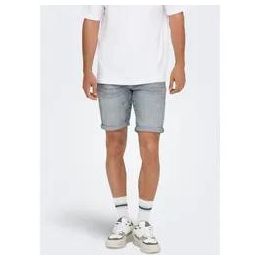 Only & Sons Shorts ONLY & SONS "ONSPLY MBD 8772 TAI DNM SHORTS NOOS", Damen, Gr. S, N-Gr, grau (medium grau), Denim/Jeans, Obermaterial: 98% Baumwolle, 2% Elasthan, unifarben, Basic, slim fit kniefrei, Hosen Shorts